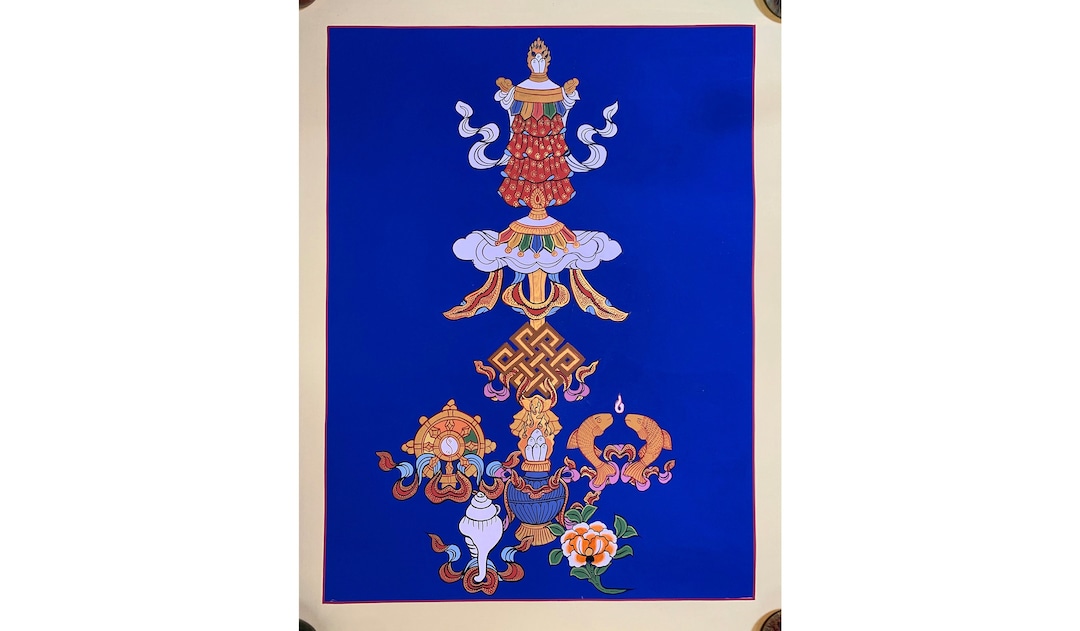 8 Auspicious Symbols. Tibetan Style Auspicious Symbols. Tibetan Wall ...