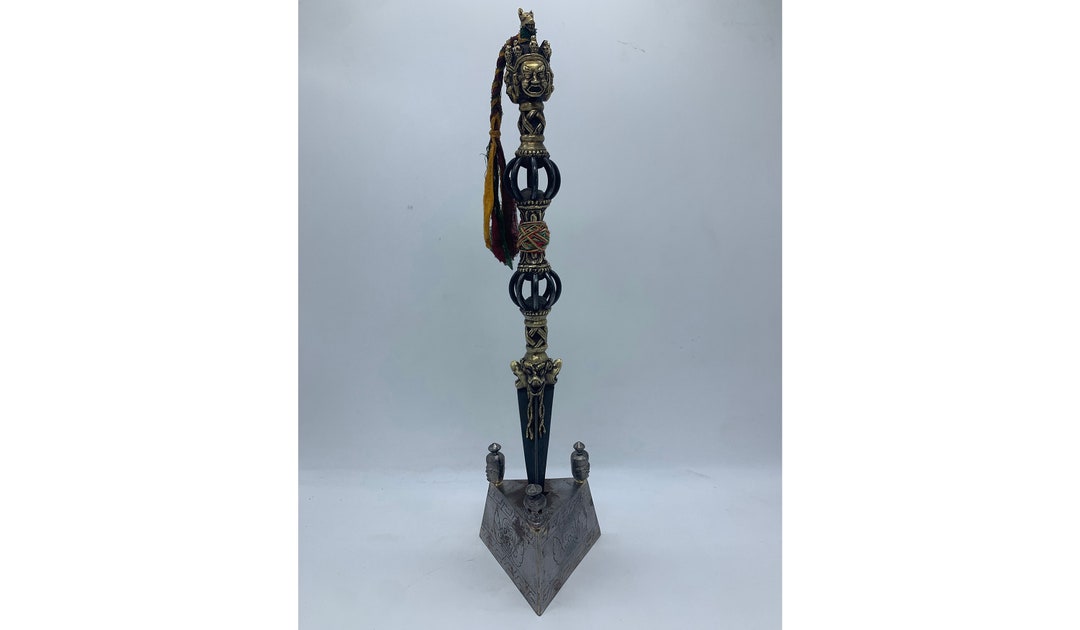 40cm Fine Quality Large Tamdin Phurba With Stand. Consecrated Ritual ...