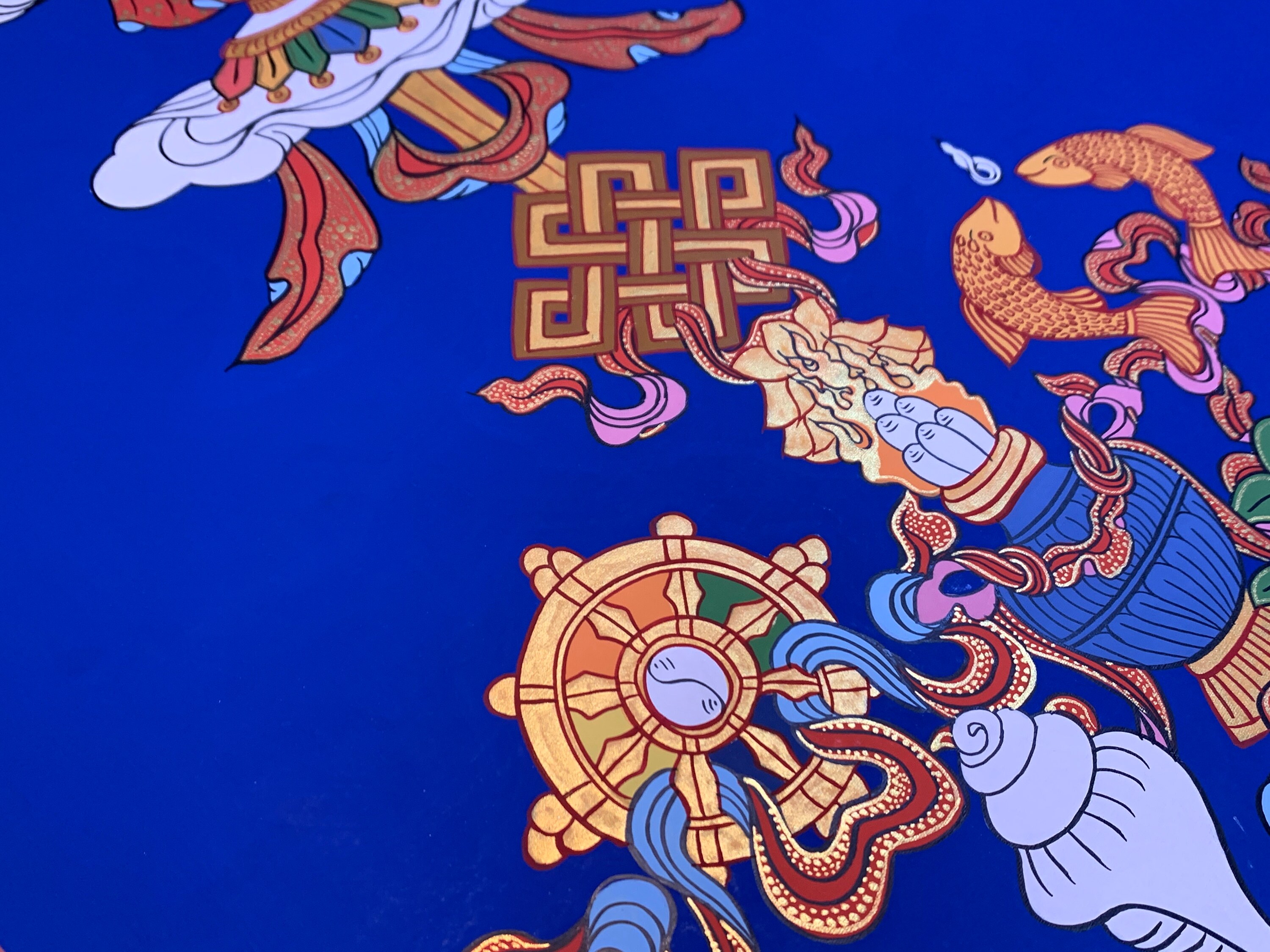Eight Auspicious Symbols. 8 Lucky Signs. Astamangal Thangka. Tibetan ...