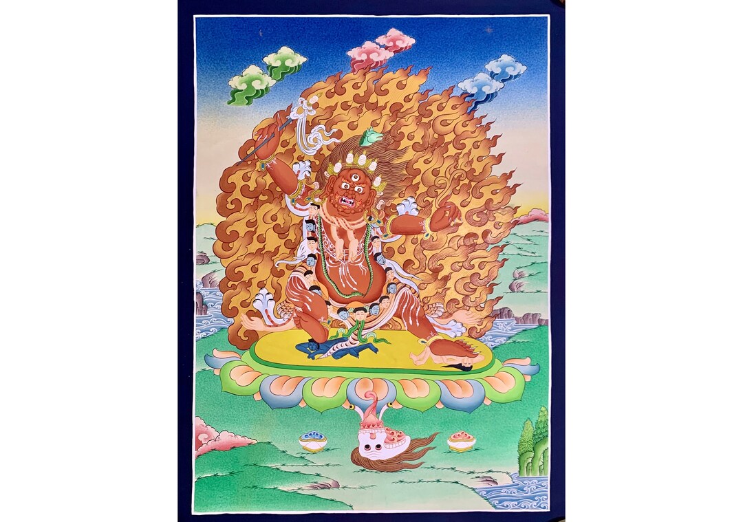Rare One Faced Hayagriva Thangka. Hand Painted Original Hayagriva ...