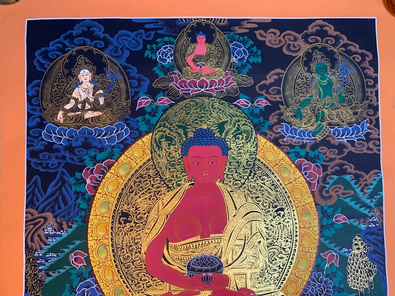 Original Hand Painted Amitabha Buddha Thangka Painting. Colorful ...