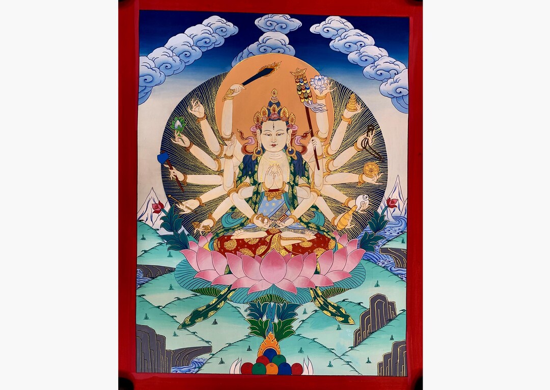 Colorful Chundi Thangka. Hand Painted Beautiful Chundi Thangka Painting ...