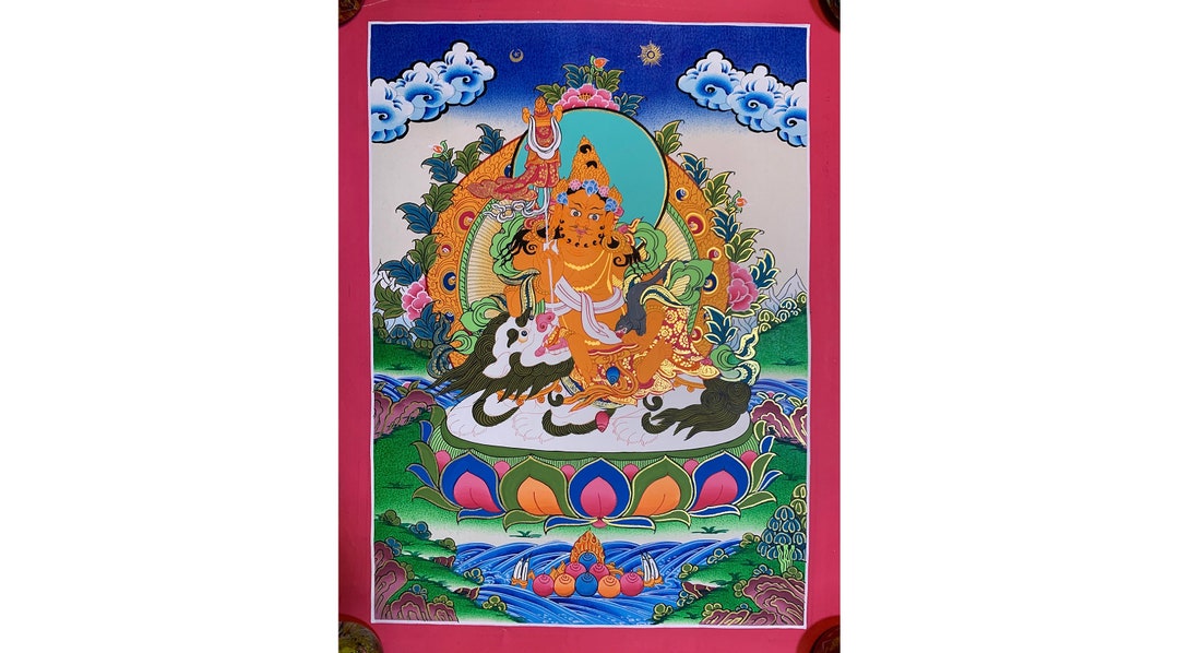 King Jambhala Thangka Painting. Colorful Namtse. King Dzambhala Thangka ...