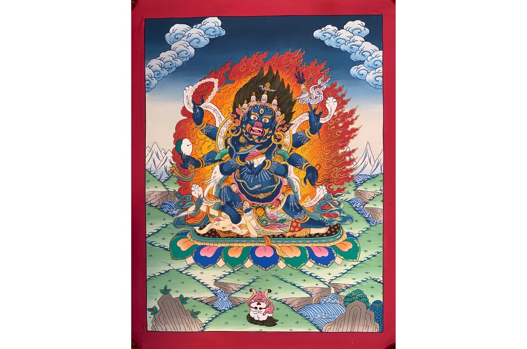 Colorful Six Armed Mahakala Thangka. Dharmapala, the Protector of ...