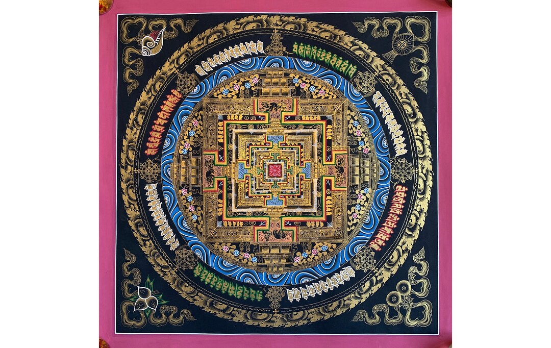 Genuine Kalachakra Mandala Thangka. Hand Painting Tibetan Style Wheel ...