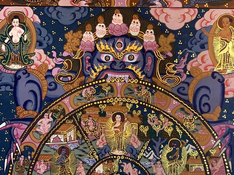 Wheel of Life Thangka. the Wheel of Existence. Bhavachakra. Hand ...