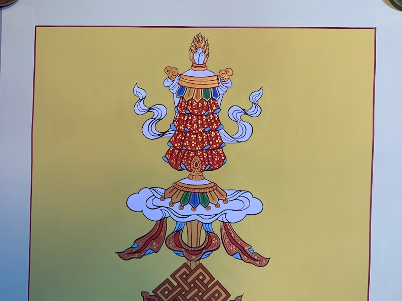 58x45cm Eight Auspicious Symbols. Astamangal Thangka. Tibetan Style 8 ...
