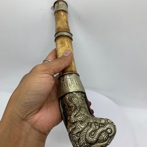 12 Inches Long Kangling Made of Bone and Metal. Chod Bone Trumpet ...