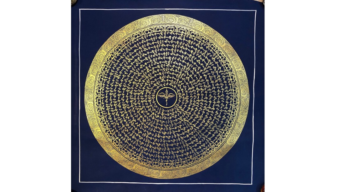 54x54 Cm, Buddha Eyes Mandala Thangka. Tibetan Mandala Thangka. Mantra ...