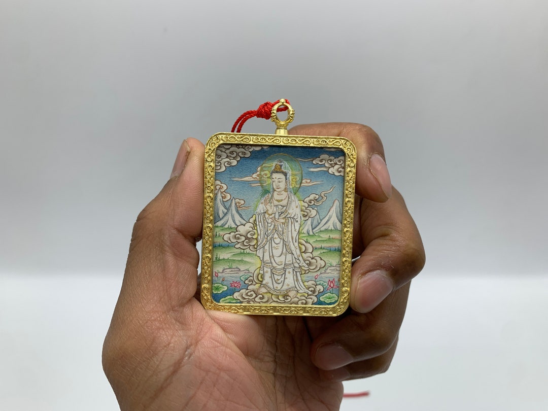 Master Piece Guanyin Pusa Mini Thangka Pendant. Hand Painted Chinese ...