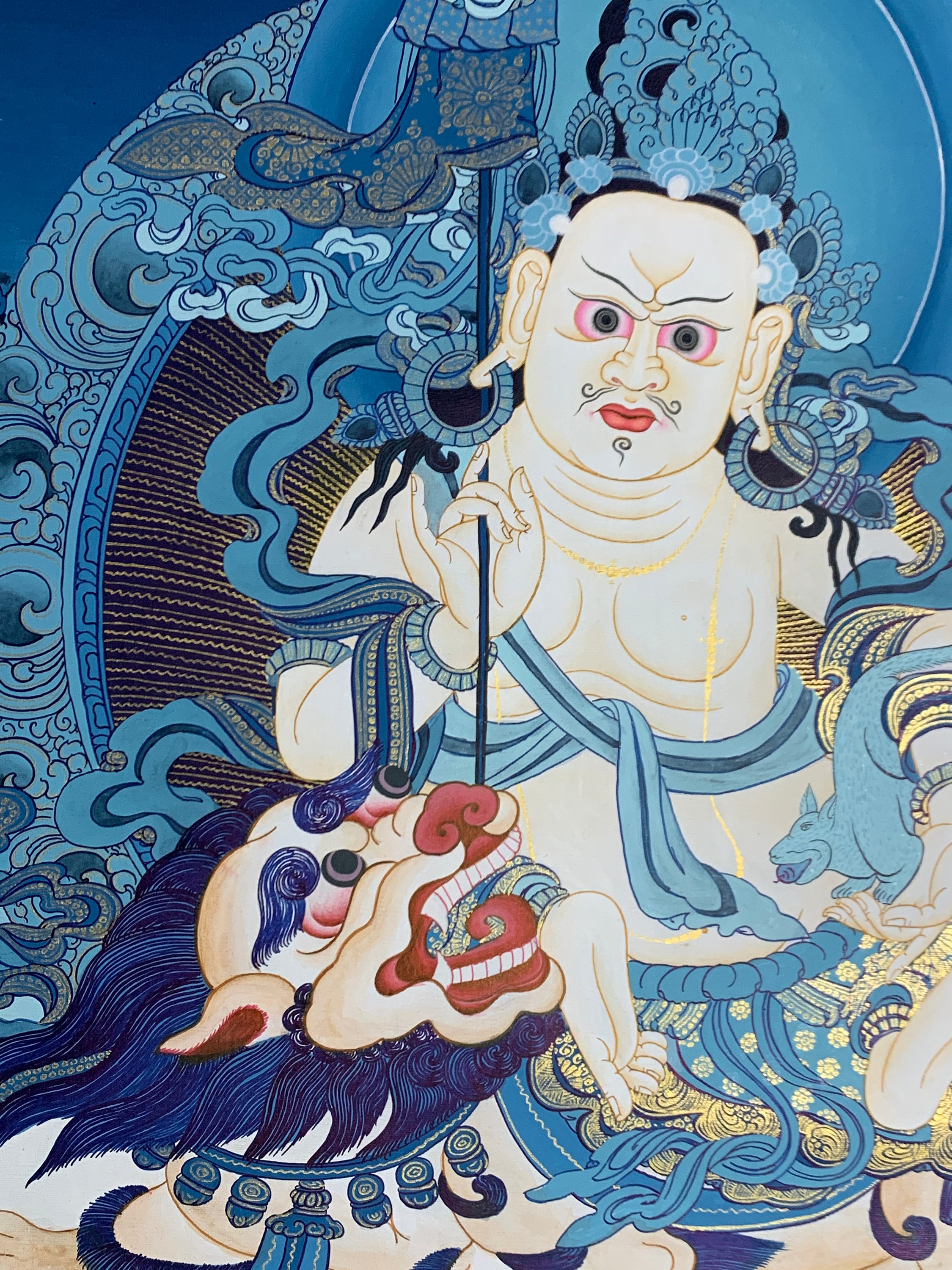 Rare Blue Theme Dzambhala Thangka. King Jambhala , the God of ...