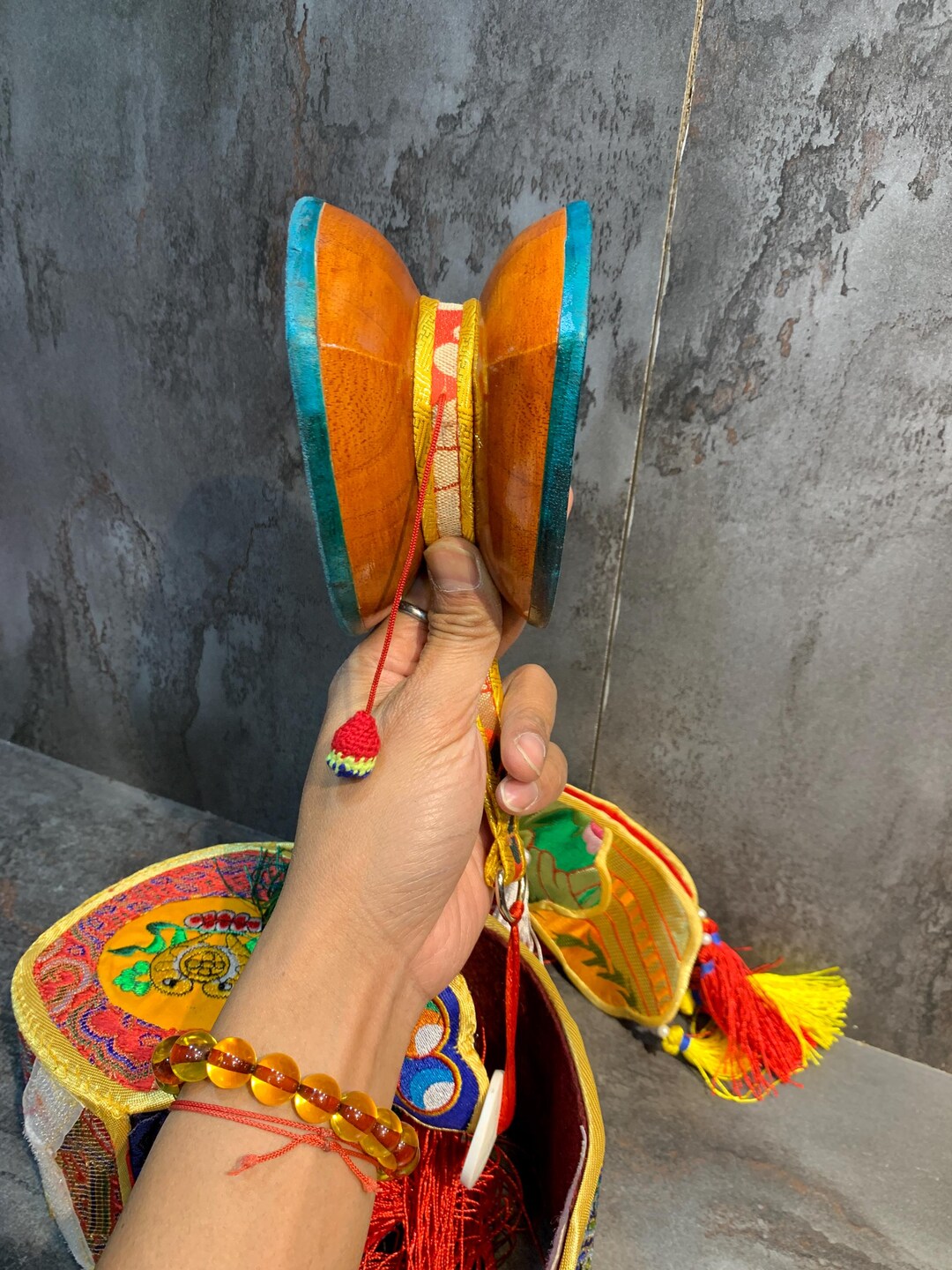 Vajrayana Hand Drum for Tantric Ritual. Handcrafted Drum Made of Acacia ...