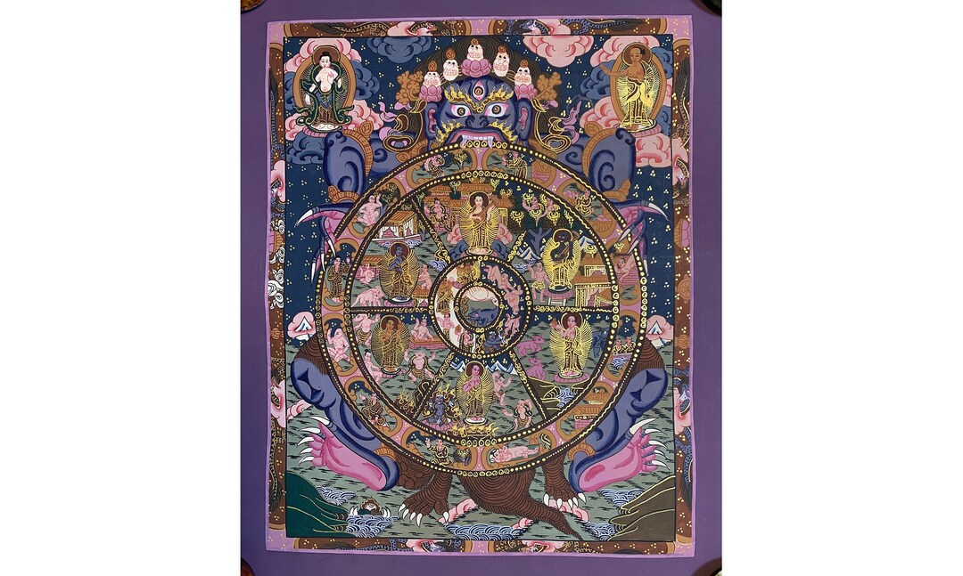 Wheel of Life Thangka. the Wheel of Existence. Bhavachakra. Hand Painted Tibetan Style Painting ...