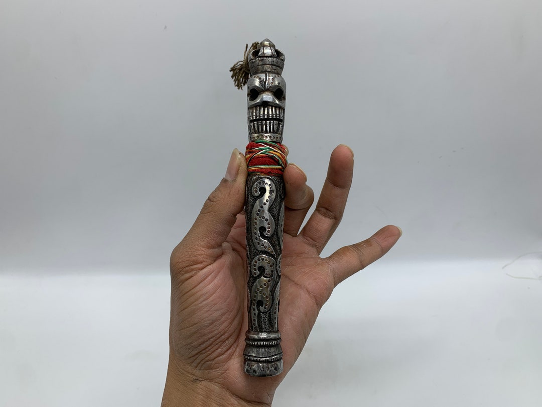 7 Inch Handmade Pure Iron Khattang, Fat Khatvanga, Weapon of Dharma ...