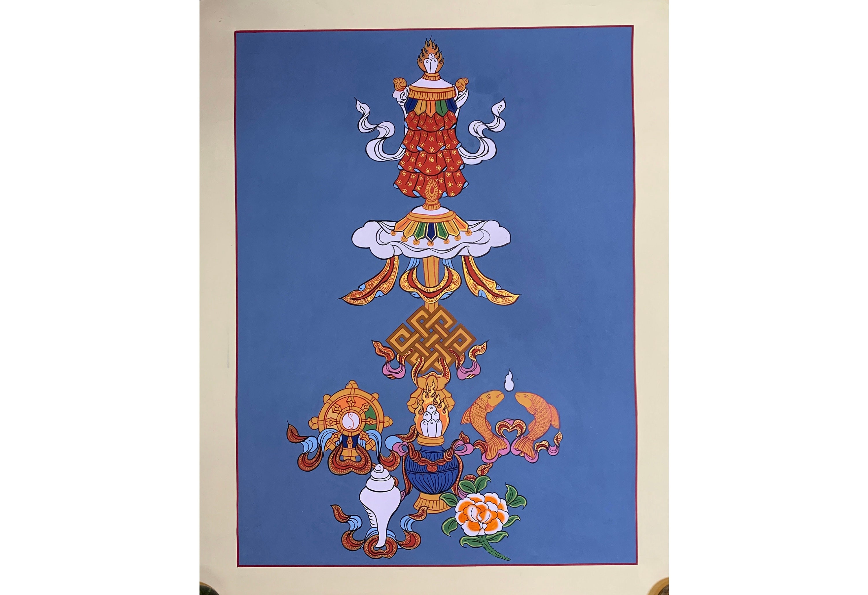 Astamangal Thangka. Eight Auspicious Symbols. for Good Luck. Tibetan ...