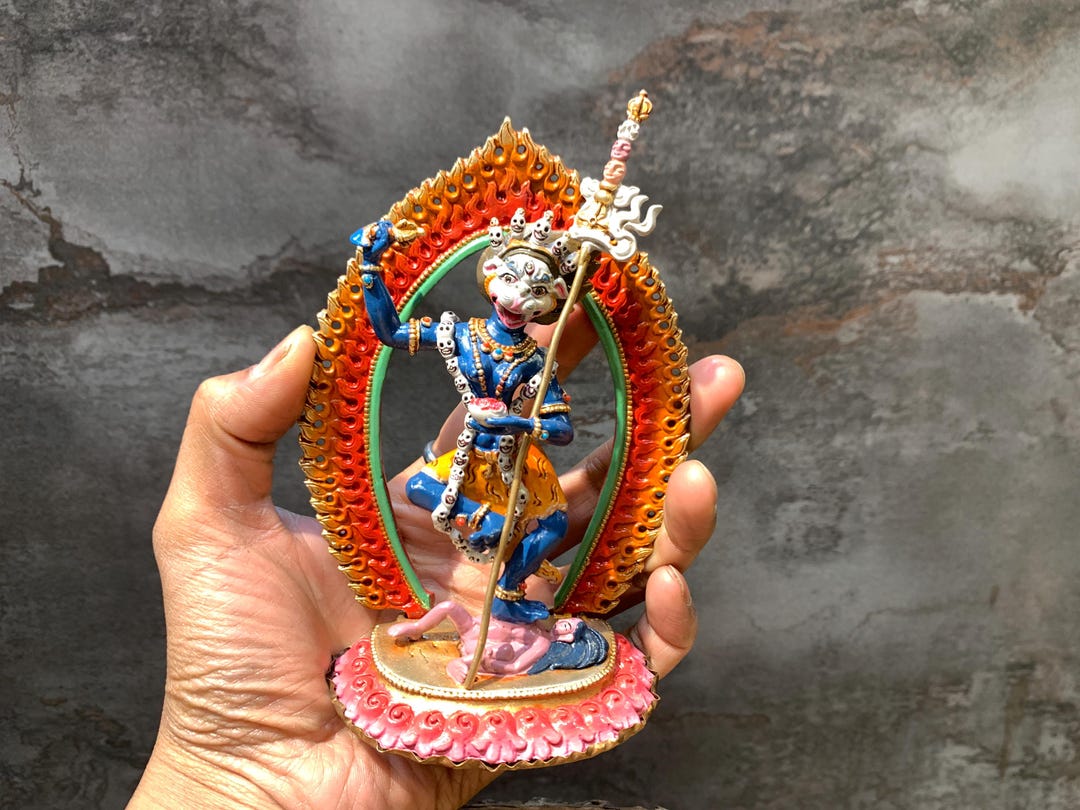 Colorful Lion Headed Dakini Statue. the Great Dhrama Protector ...