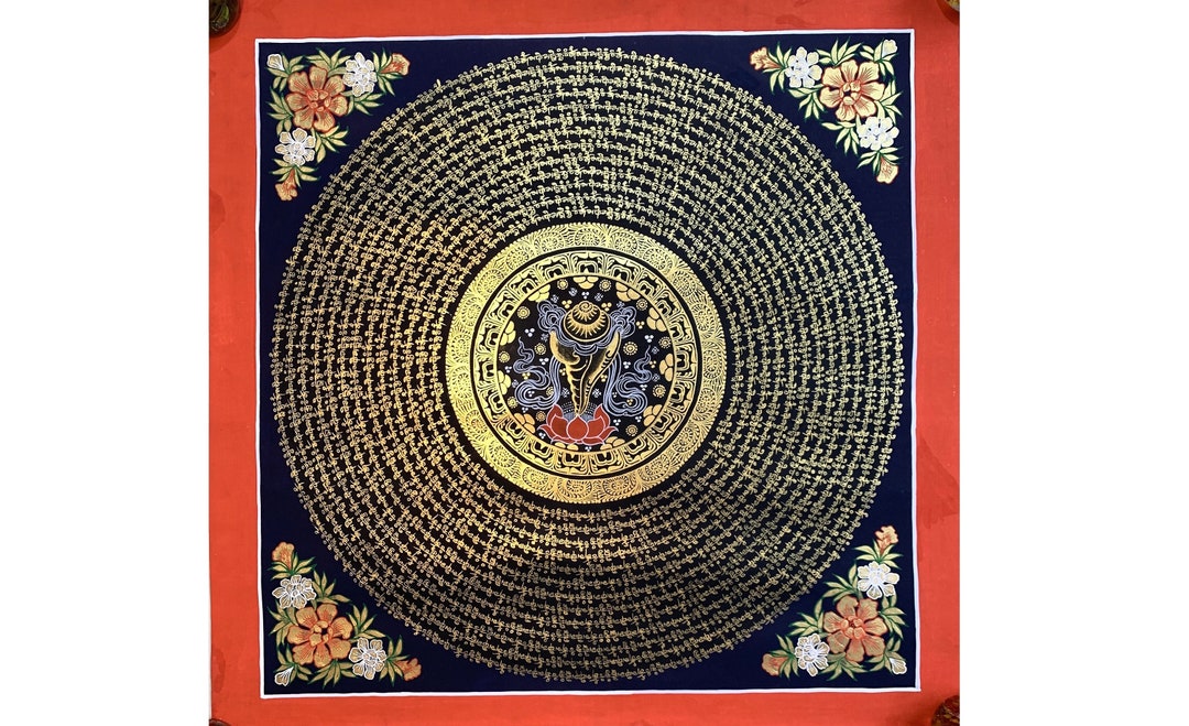 56x56 Cm Conch Shell Mandala, Mantra Mandala Thangka, Tibetan Thangka ...