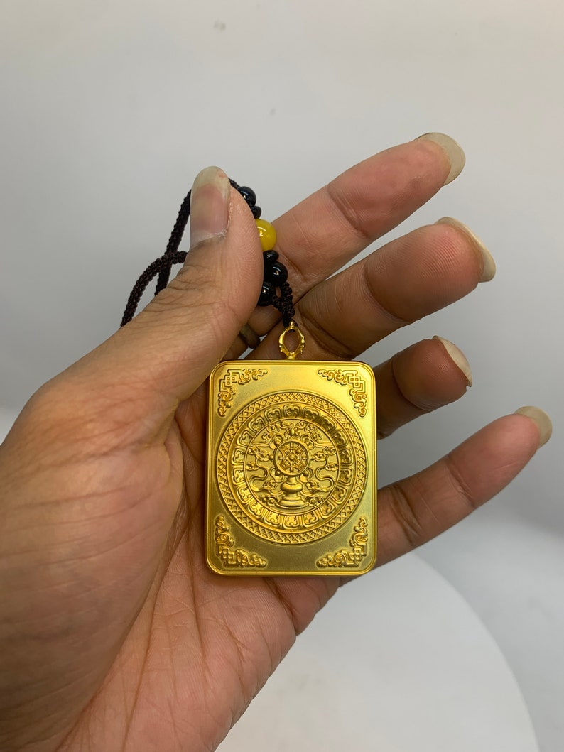 Gold Painted Mini Samantabhadra Thangka Pendant. Puxian Pusa Necklace ...