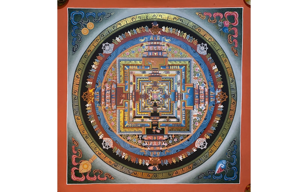55x55 Cm Kalachakra Mandala. Hand Painted Kalachakra Mandala Thangka ...