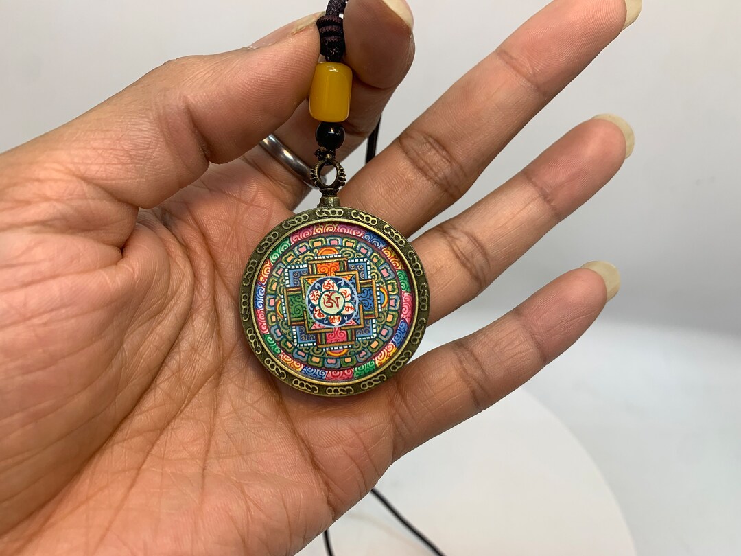 3cm Mini Om Mandala Pendant. Colorful Hand Painted Mandala Thangka ...
