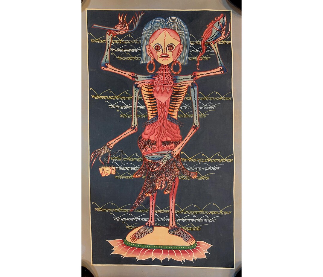 Hand Painted Rare Alien Skeleton Painting. Imaginary Four Armed Female ...