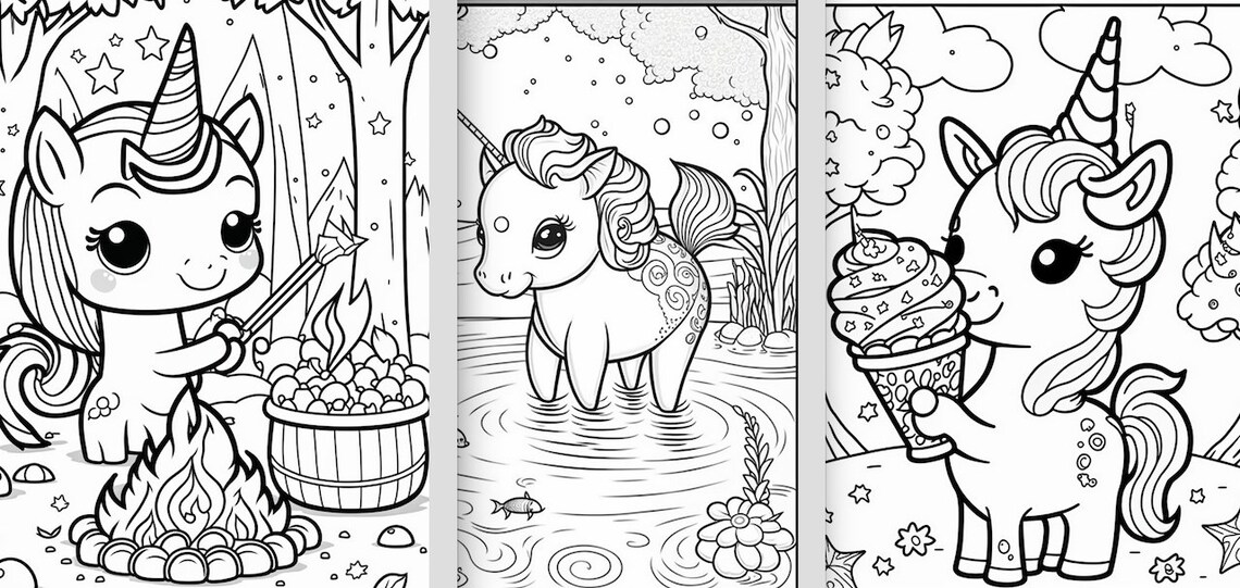 10+6 Unicorn Coloring Page and Paper Pattern Ready to Print Digital ...