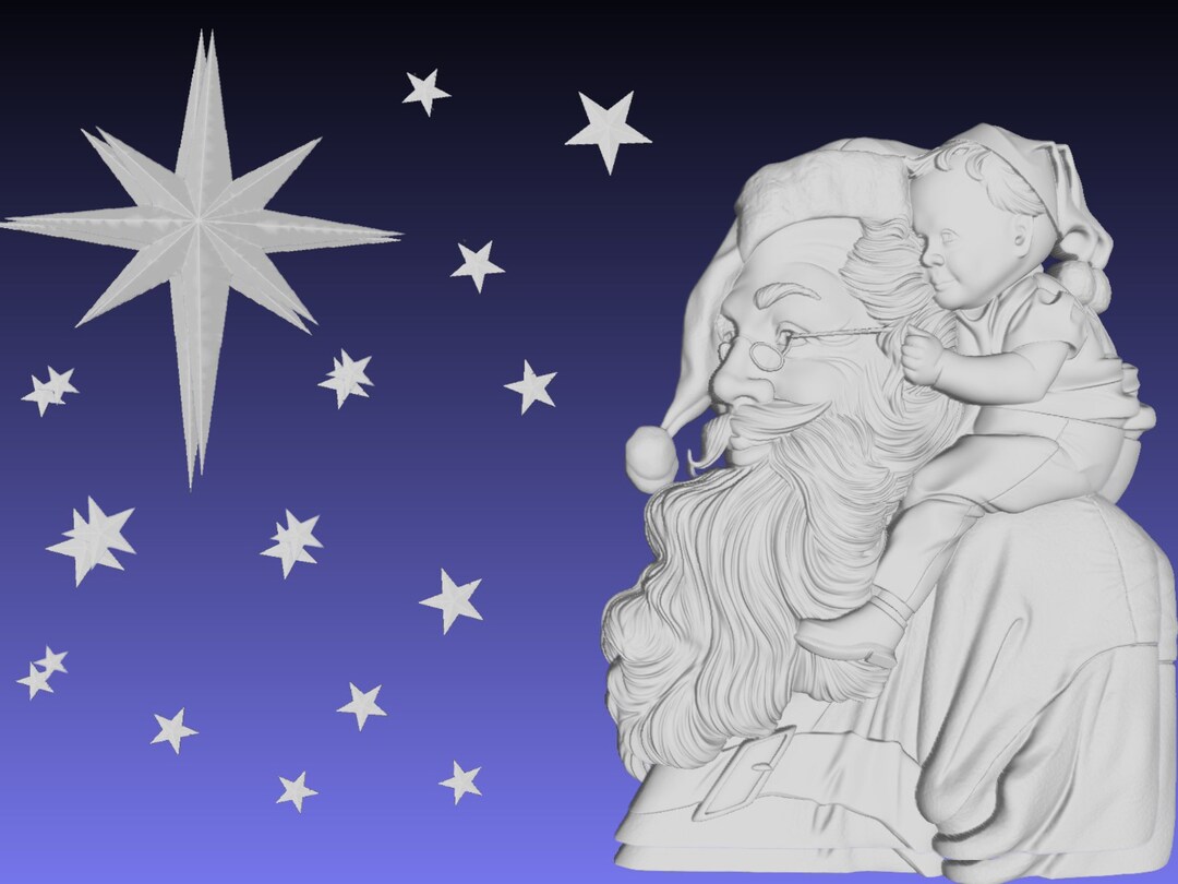 Santa and Kid Christmas 3D CNC Router Files, 3d Stl File, Vectric ...