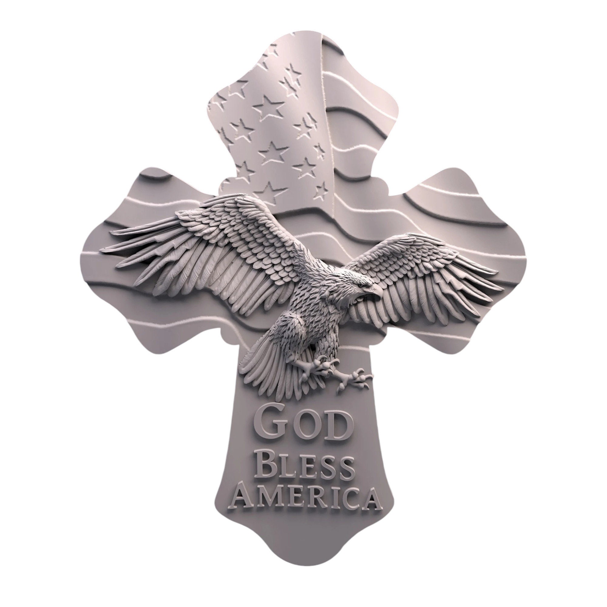 God Bless America Cross: Eagle & Flag 3D STL File - Etsy