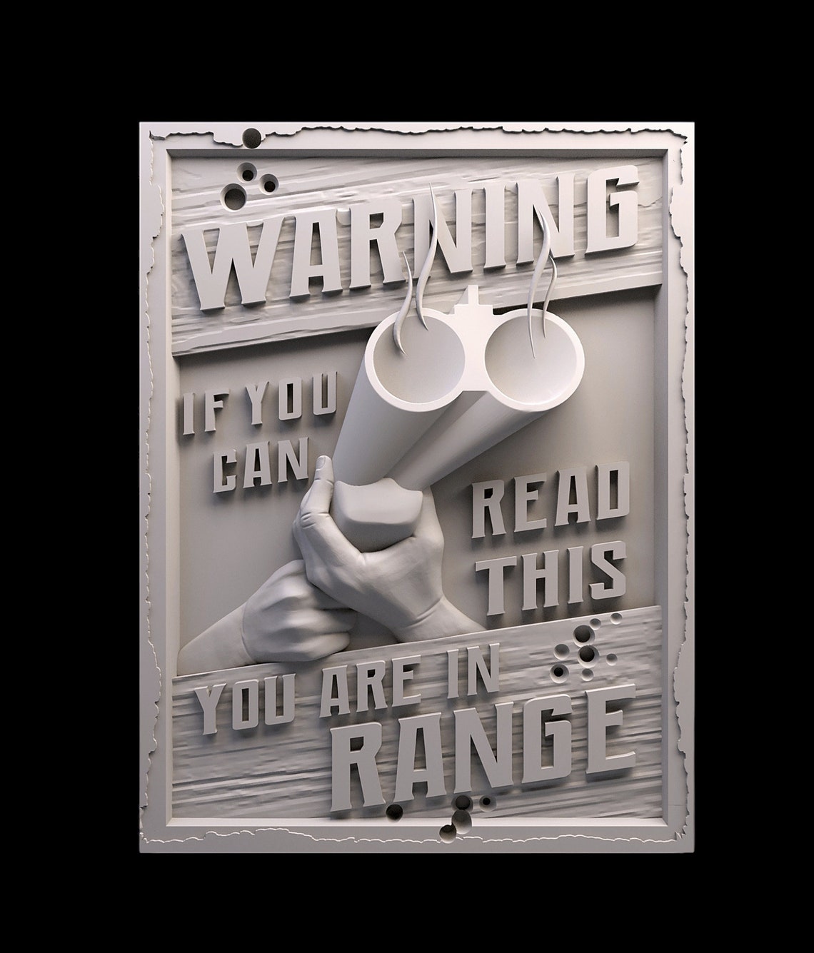 Warning Sign 3D STL File: CNC Router Cut Files - Etsy