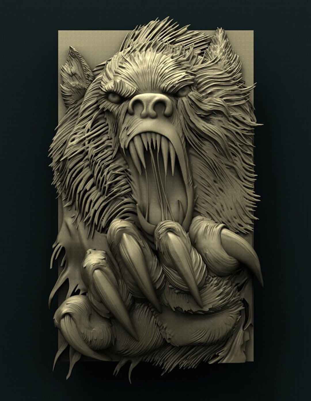 Bear-werewolf,ripped,3d CNC Router Files, 3d Stl File, Vectric,aspire ...