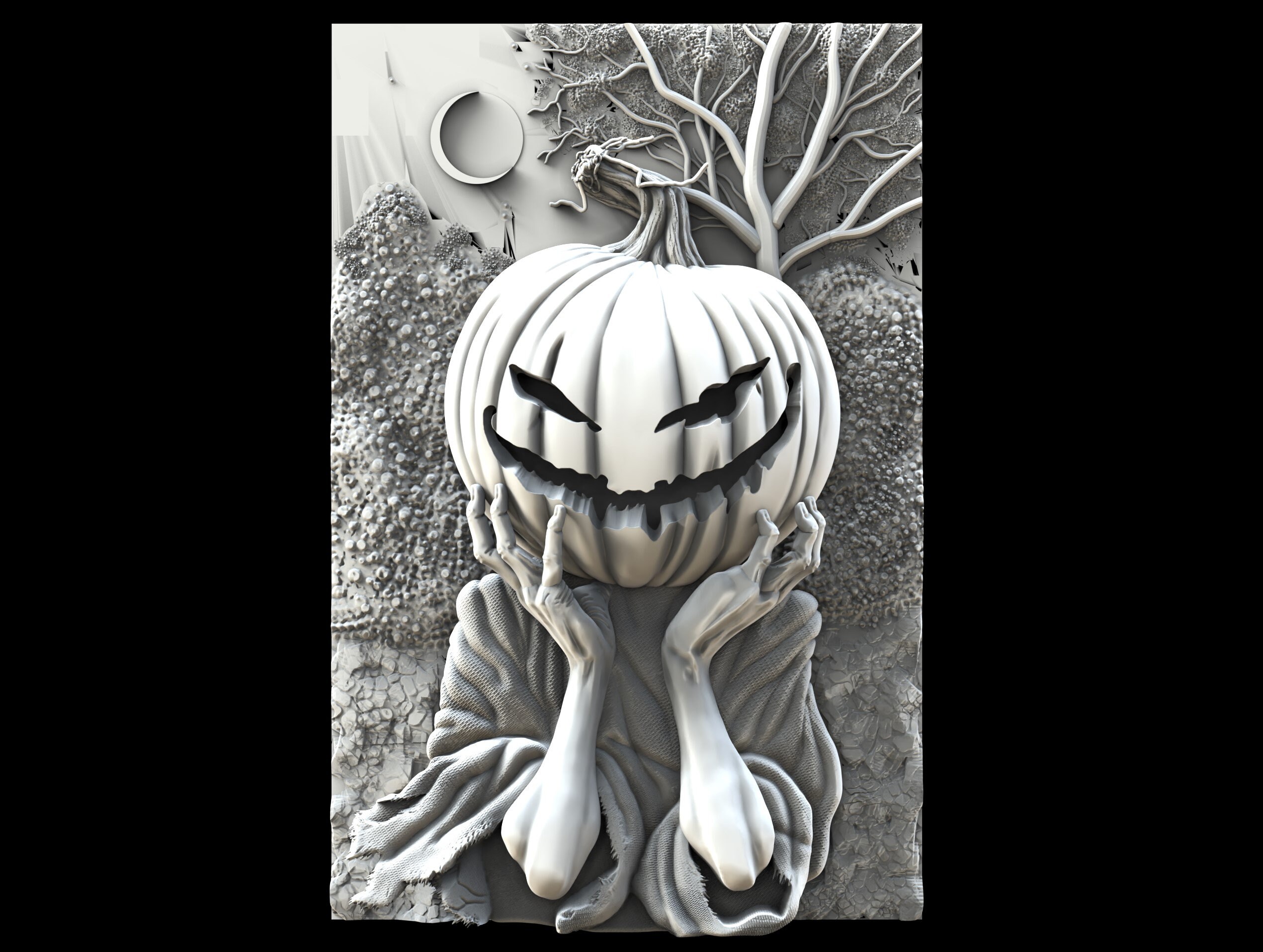 Pumpkin Head 3D STL File: CNC Router Cut (digital Download) - Etsy