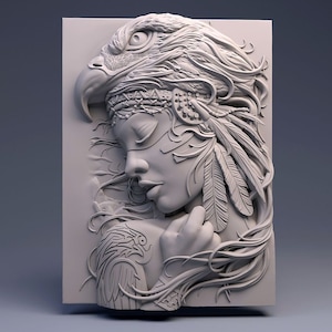 Indian Girl, 3D CNC Router Files, 3d Stl File, Vectric,aspire,easel ...