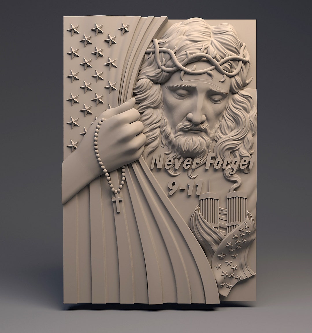 Jesus,flag,9-11 3D CNC Router Files, 3d Stl File, Vectric,aspire,easel ...