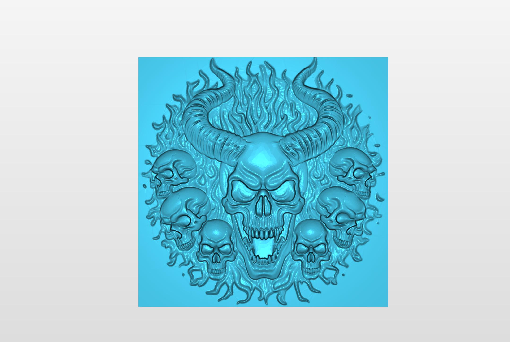 Skull With Horns 3D Model: CNC Router Files (STL) - Etsy