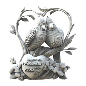 Love Birds Cardinals 3D STL File: CNC Router Cut (digital Download) - Etsy
