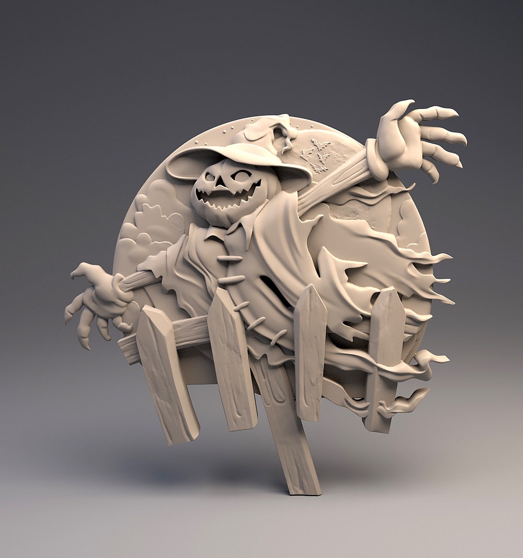 Halloween Scarecrow 3D CNC Router Files, 3d Stl File, Vectric,aspire ...