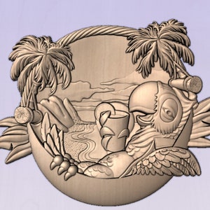 Lounging Parrot 3D CNC Router File: Parrothead Art (STL) - Etsy