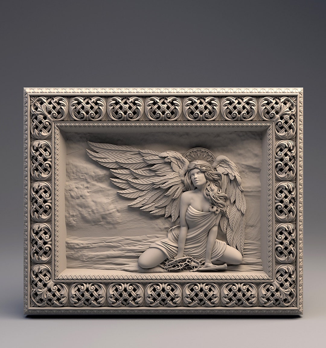 Angel in Frame, Religion, God, 3D CNC Router Files, 3d Stl File ...