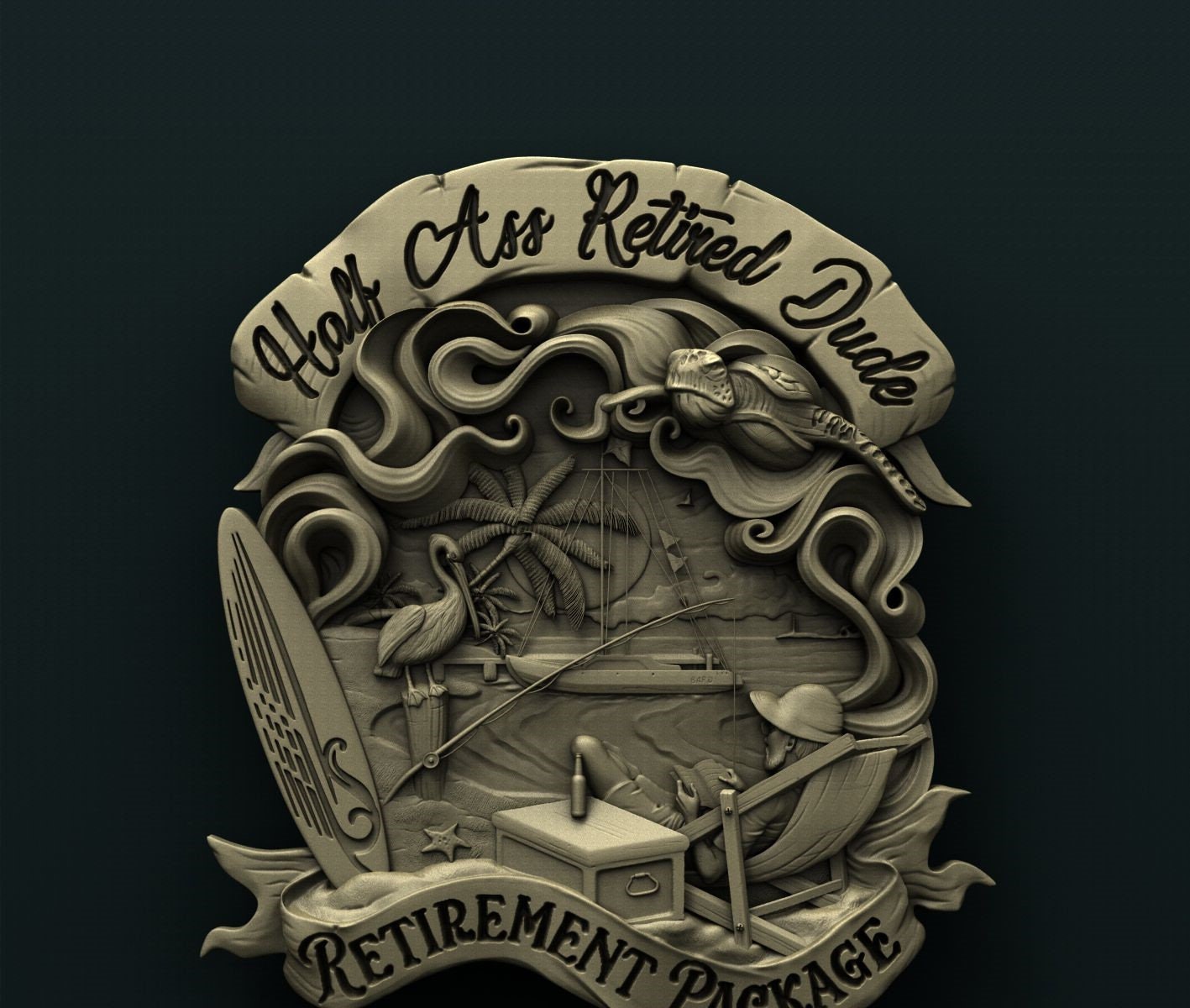 Retirement Package Sign: 3D CNC Router Files (STL) - Etsy