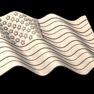 Wavy American Flag 3D STL File: CNC Router, Wall Decor (digital File ...