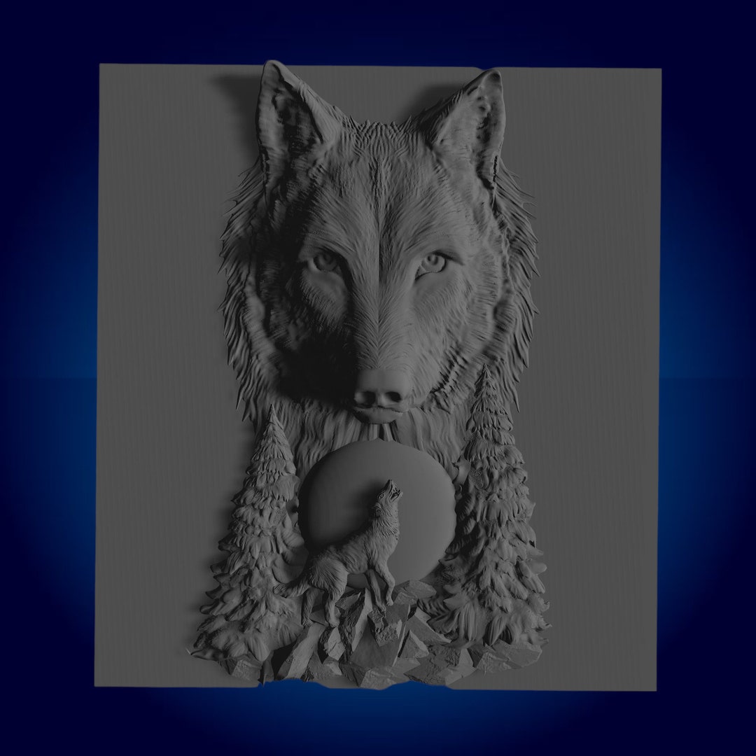 Wolf Howling at Moon,3d CNC Router Files, 3d Stl File, Vectric,aspire ...