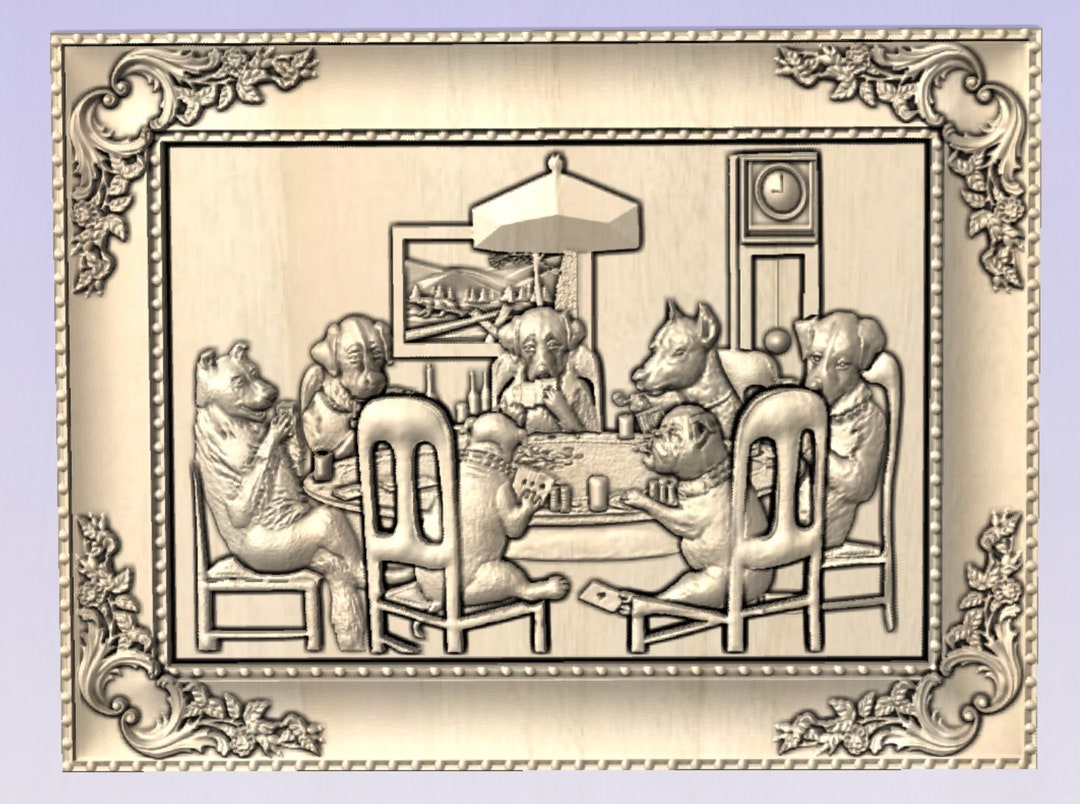 Poker Dogs Signman Cavegiftgroom 3D CNC Router Files 3d - Etsy