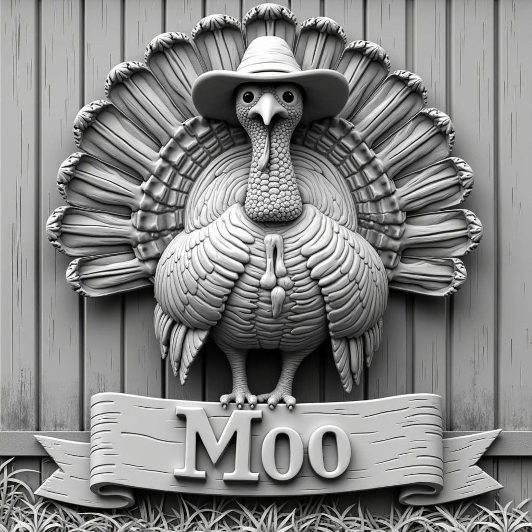 Thanksgiving Turkey CNC Router File: MOO 3D STL Model - Etsy