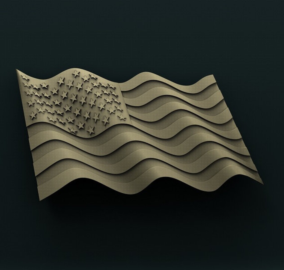 Wavy USA Flag 3D STL File: CNC Router Patriot Design (digital File) - Etsy