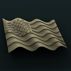 Wavy USA Flag 3D STL File: CNC Router Patriot Design (digital File) - Etsy