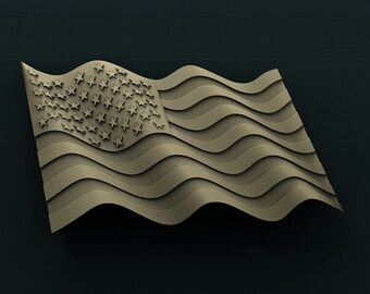 USA Flag Wavey Stl 3d Cnc Cut File. - Etsy