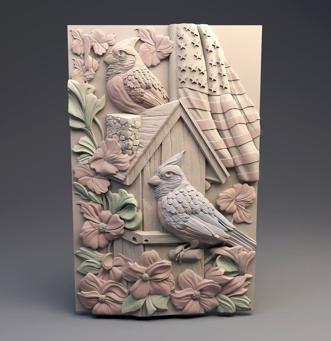 Cardinals,birds,america, 3D CNC Router Files, 3d Stl File, Vectric ...