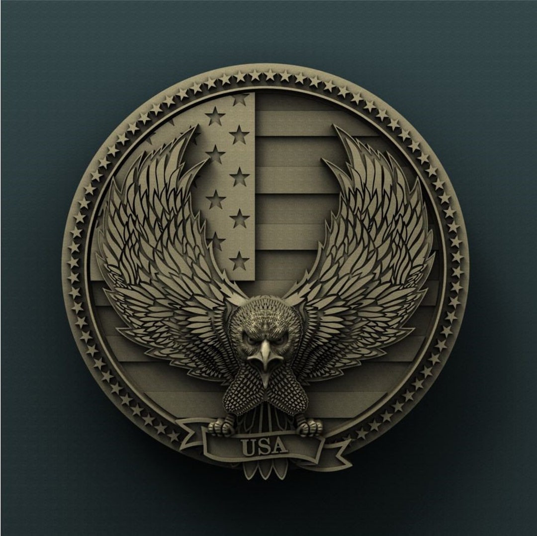 Usa, Eagle, Flag 3D CNC Router Files, 3d Stl File, Vectric,aspire,easel ...