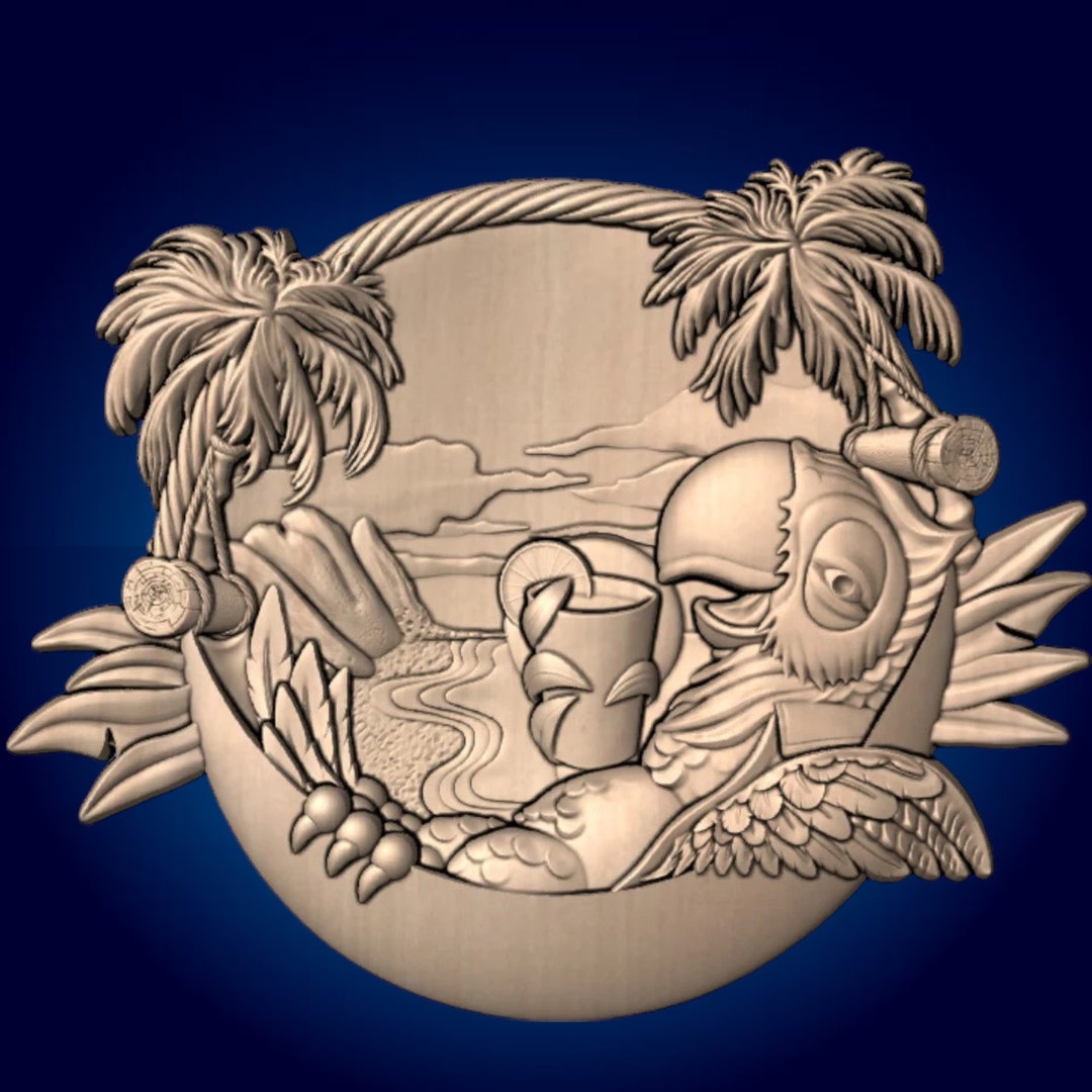 Lounging Parrot 3D CNC Router File: Parrothead Art (STL) - Etsy