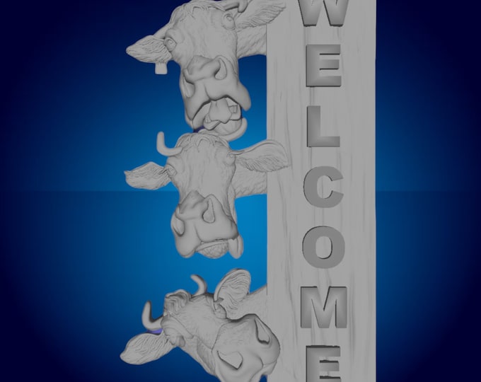 Cow Welcome Sign 3D STL File: CNC Router Cut - Etsy